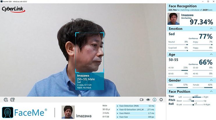 サイバーリンクのAI顔認証FaceMeに注目！ 上下斜め角度ありでも高精度認証、性別や感情もみえて展開性も多彩 | tokyo chips